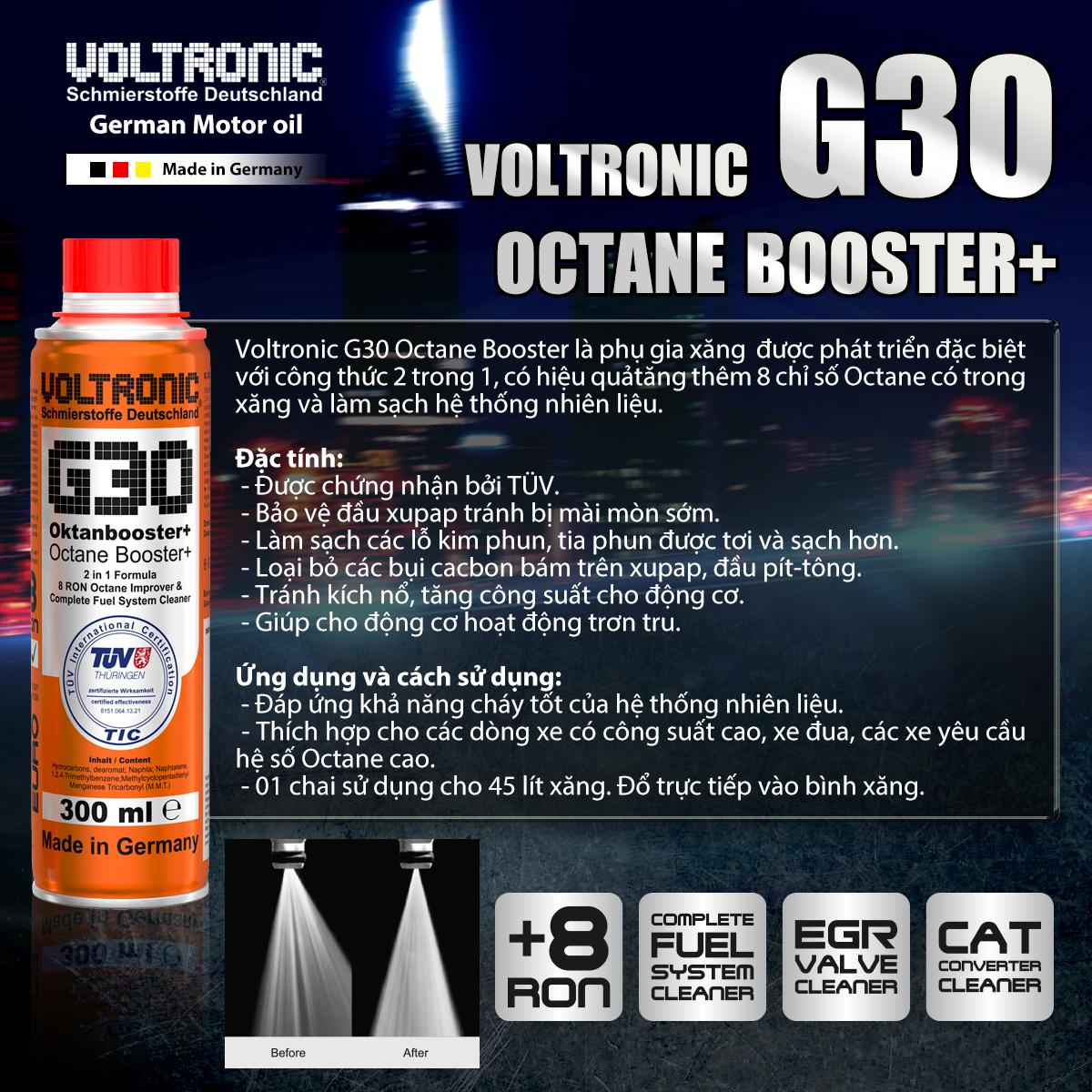 Phụ gia tăng chỉ số Octane Booster Voltronic G30 - Đức Bảo Auto