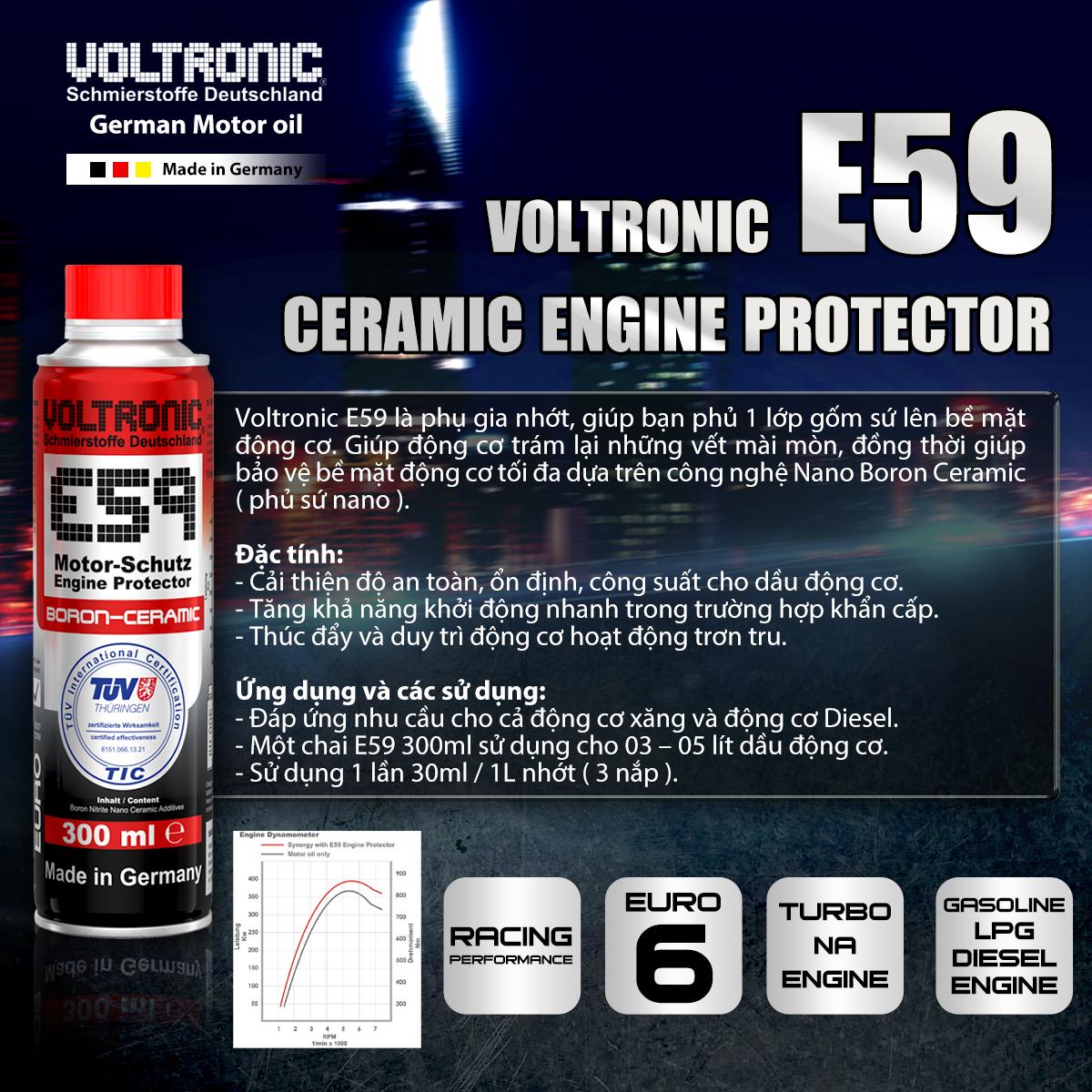 Phụ gia nhớt phủ sứ nano Voltronic E59 Boron ceramic engine protector ...